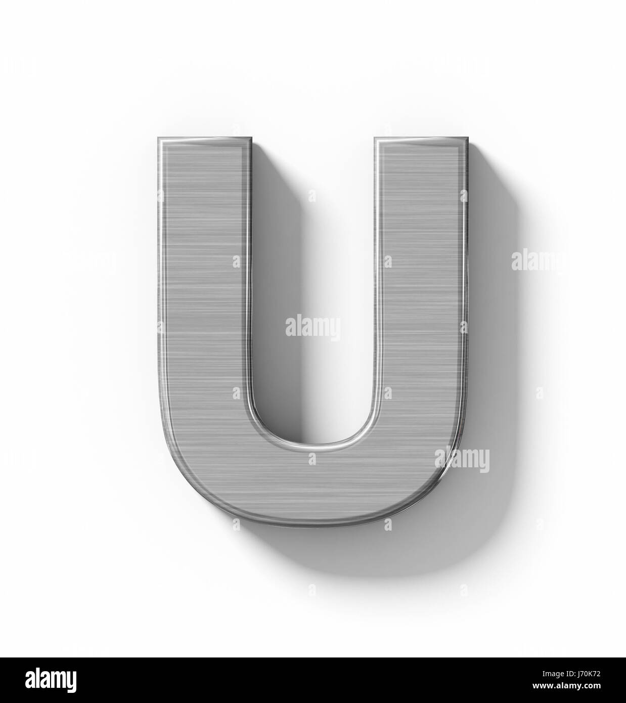 letter U 3D metal isolated on white with shadow - orthogonal projection ...