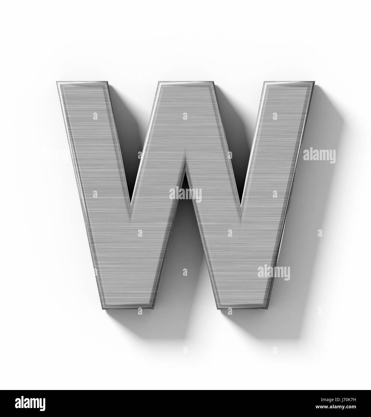 letter W 3D metal isolated on white with shadow - orthogonal projection ...