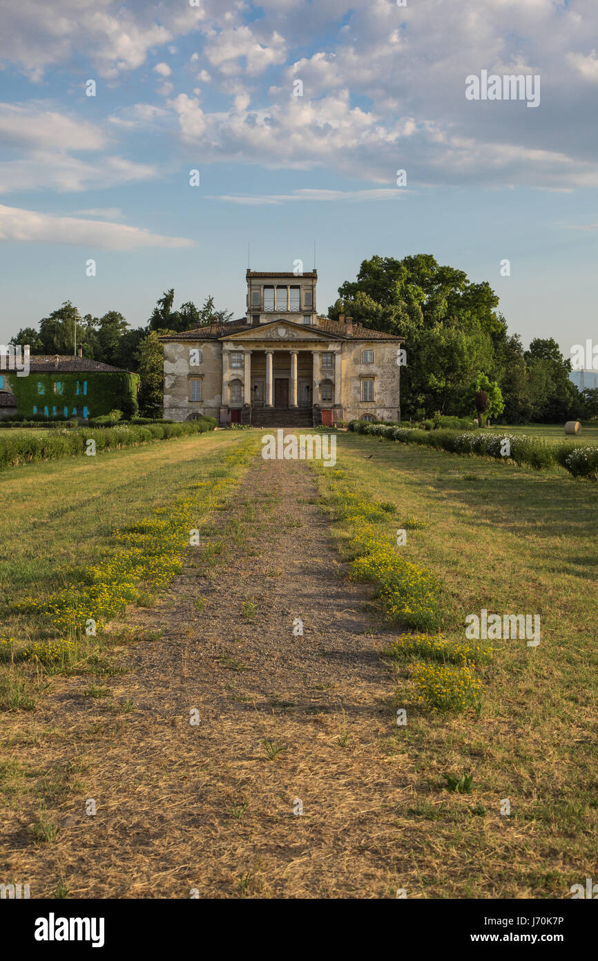 Ancient Italian Neoclassical House inside Park and Blue Sky with Clouds ...