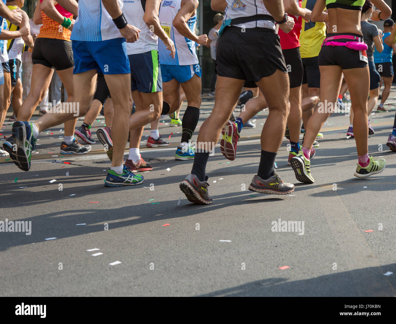 International Marathon Running Race, People Feet on City Road Stock ...
