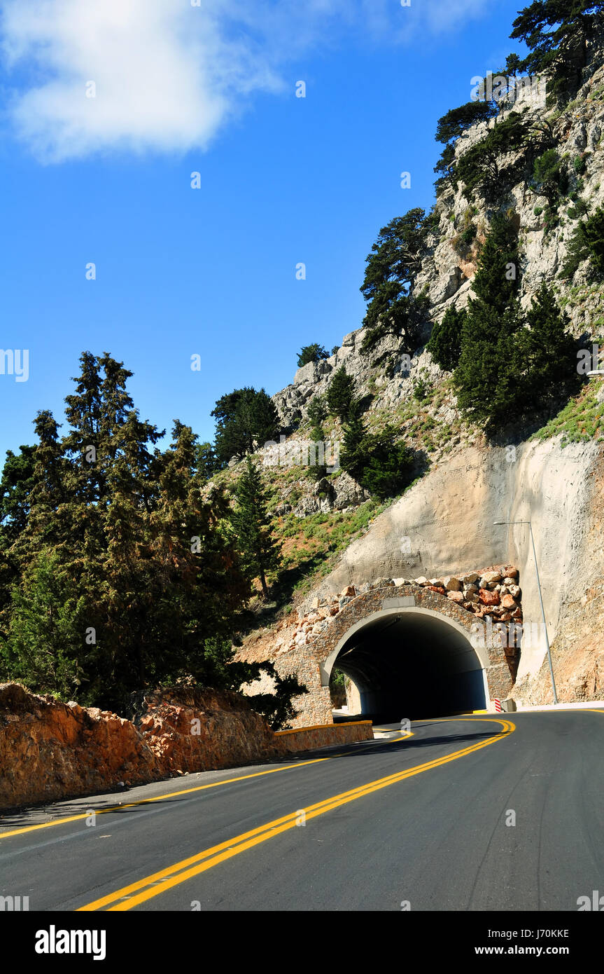 greece tunnel route motorway highway road mountain street crete ...