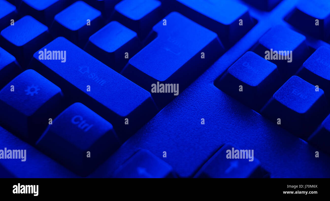 Office pc computer blue keyboard Stock Photo - Alamy