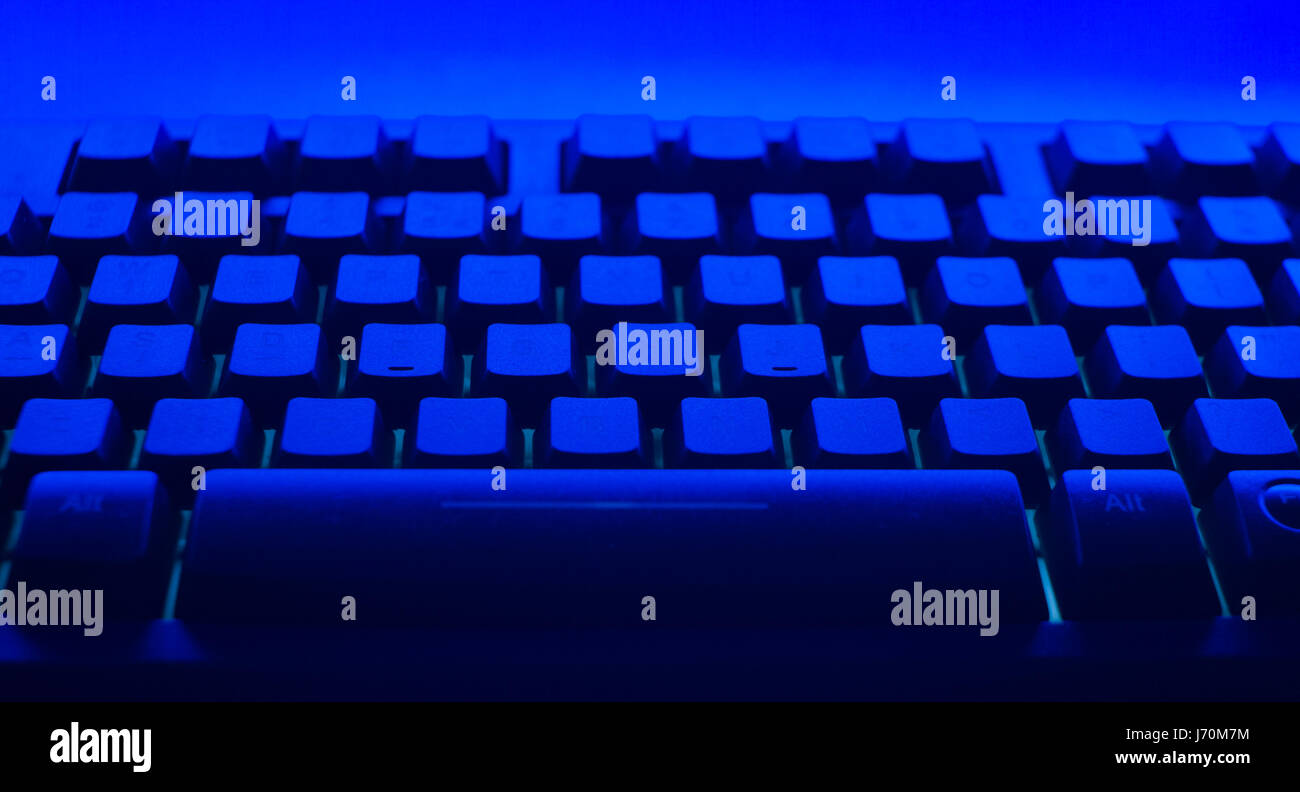 Blue computer keyboard close-up Stock Photo - Alamy