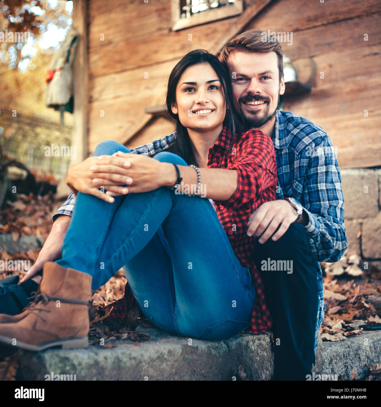 Loving couple smiling Stock Photo - Alamy