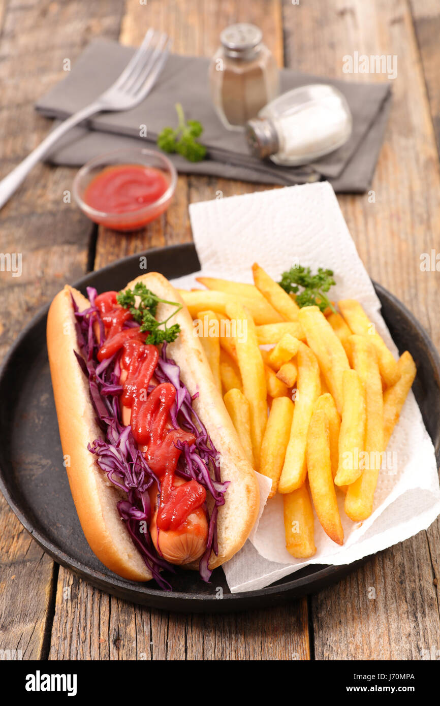 hot dog with chips Stock Photo - Alamy