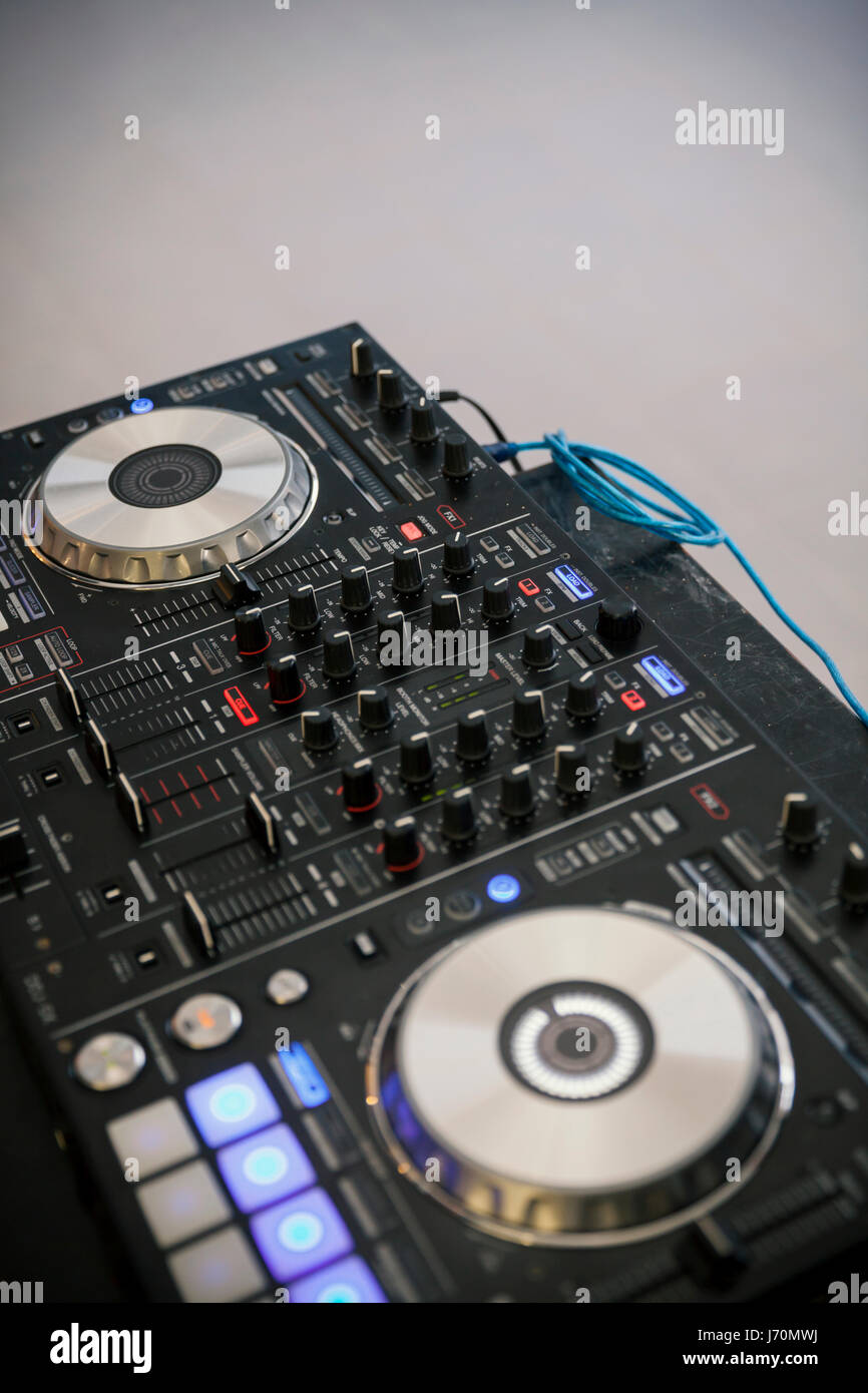 dj mixer on the set, close up Stock Photo - Alamy