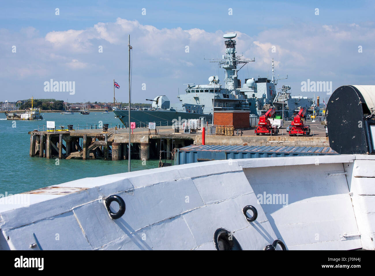 HMS Iron Duke, Type 23 Frigate, from deck of HMS Warrior, at Portsmouth ...
