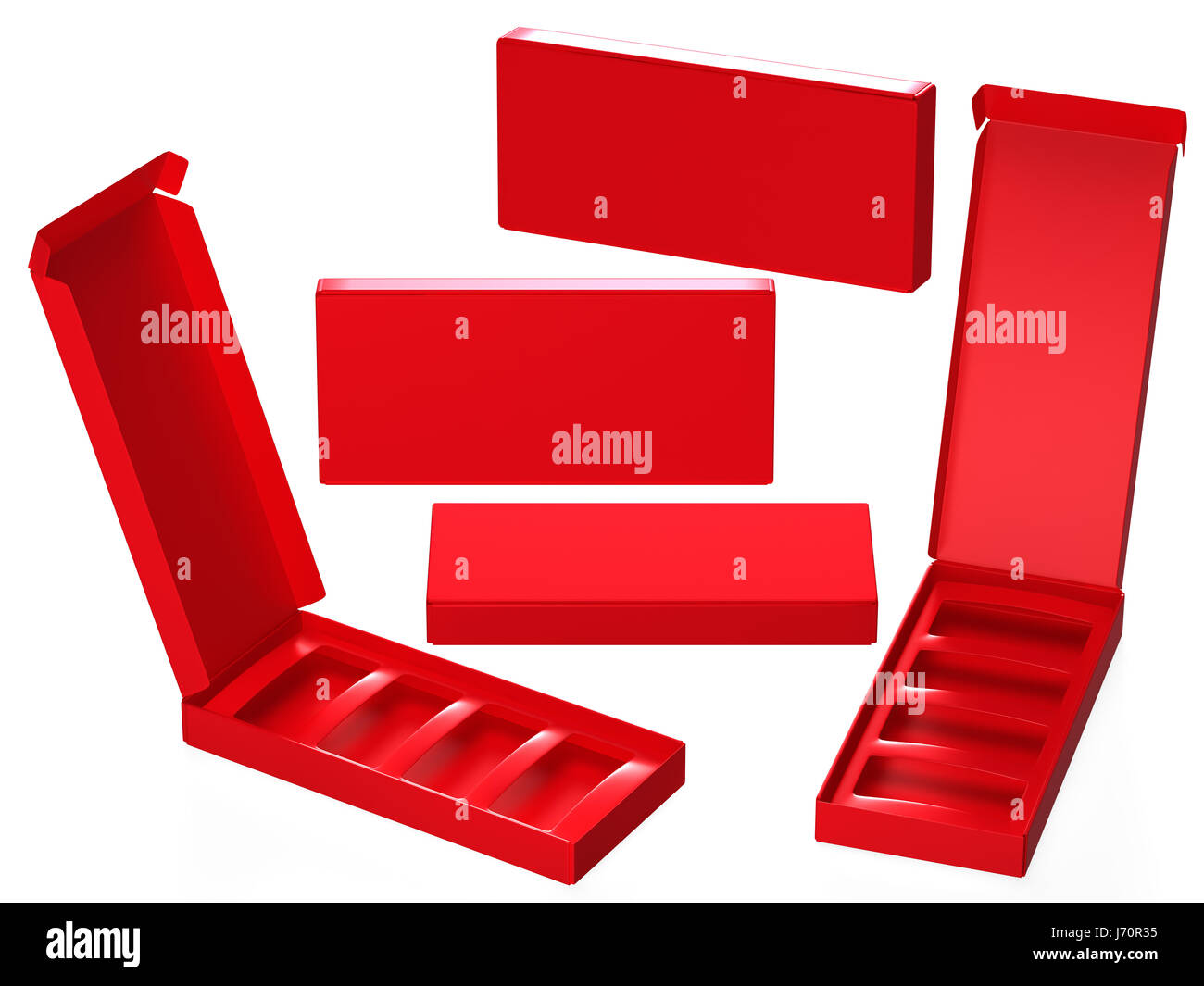 Red paper carton box with divider, clipping path included. Template ...