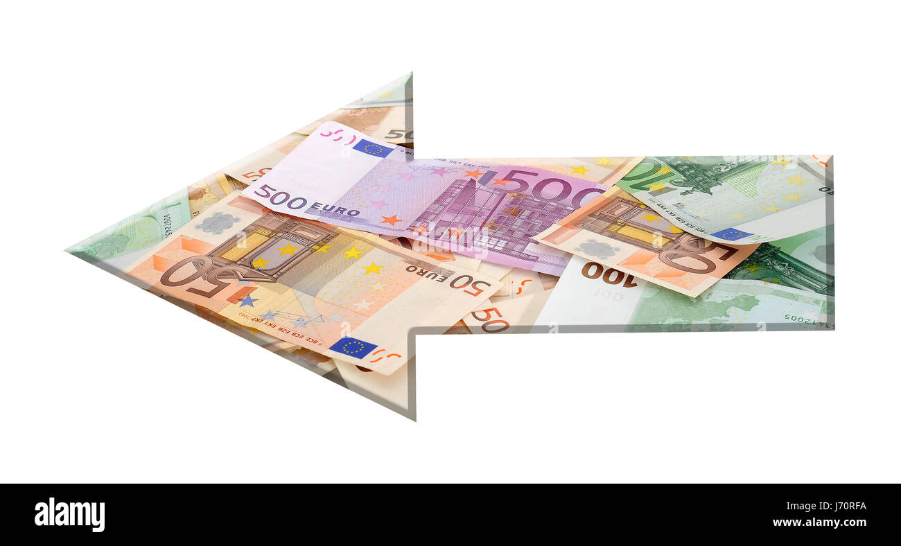 euro direction bank note shine signpost arrow money left sign signal ...