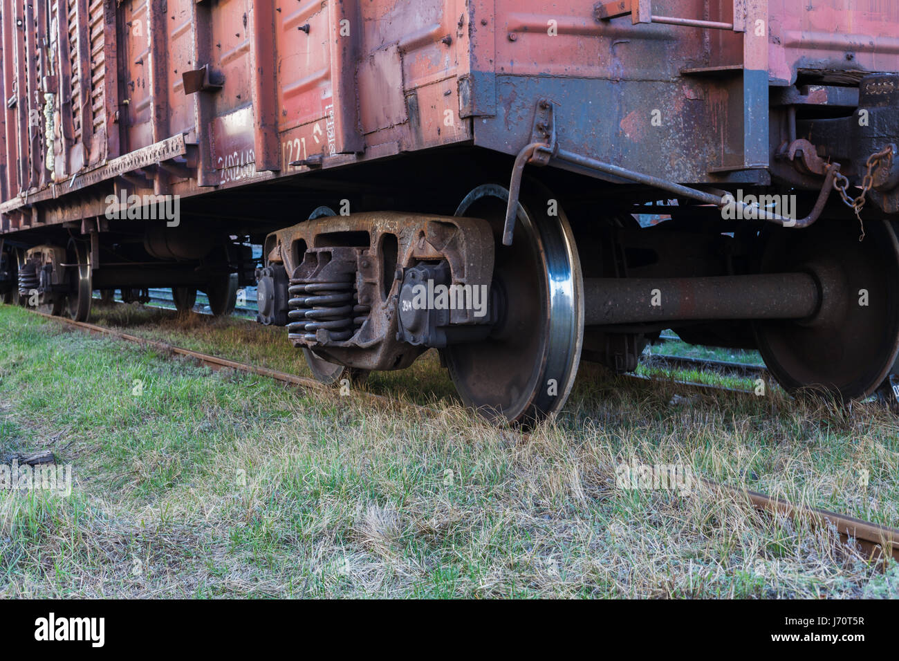 Rail rusty freight car close-up Horizontal image Stock Photo - Alamy