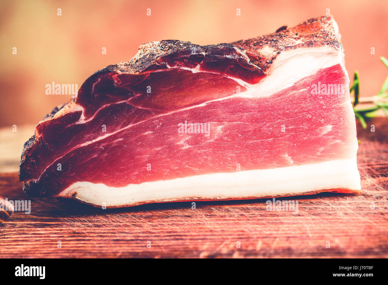 italian speck smoked prosciutto - typical food made of pork meat in ...