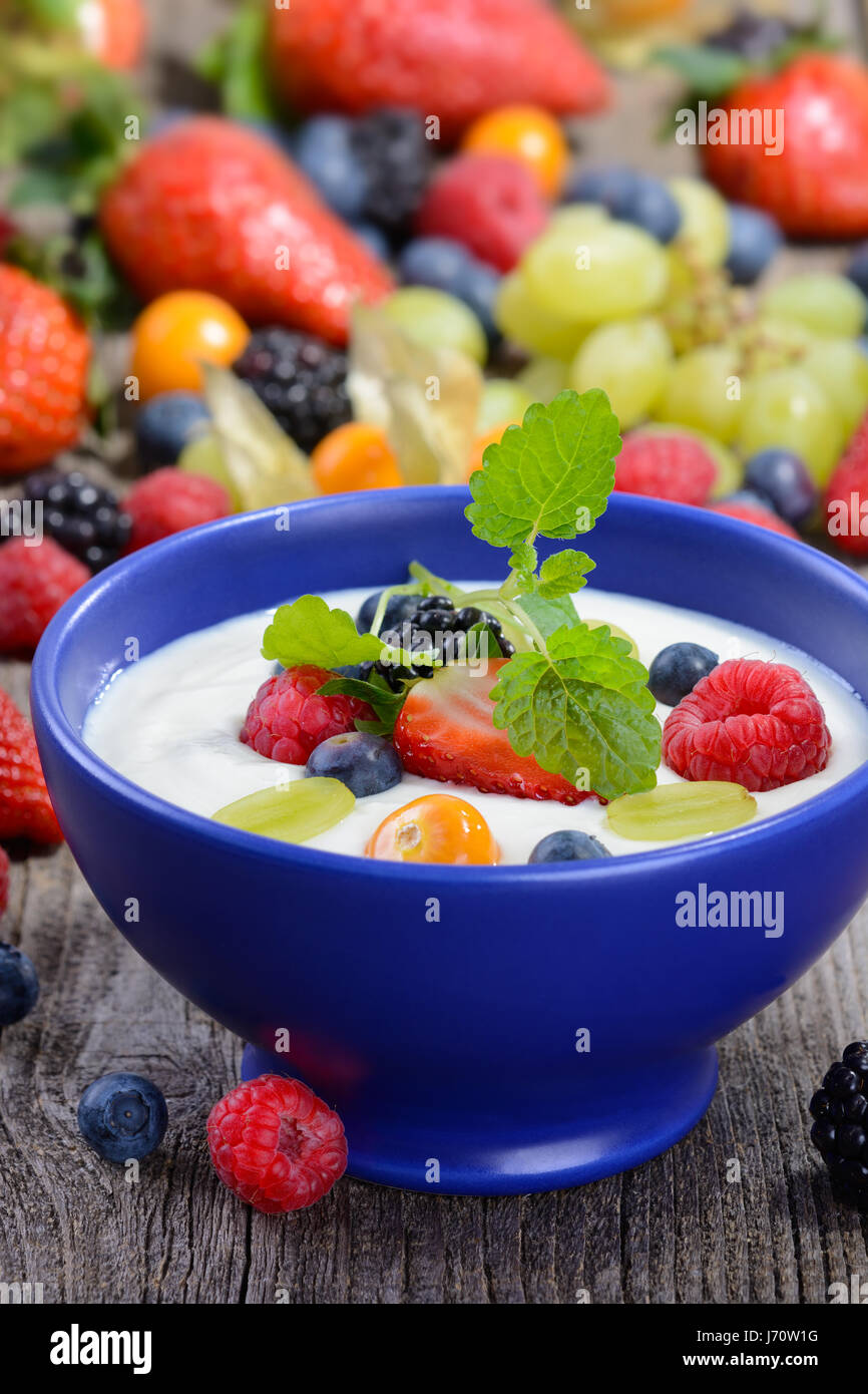 Blue berries yogurt on white hi-res stock photography and images - Alamy
