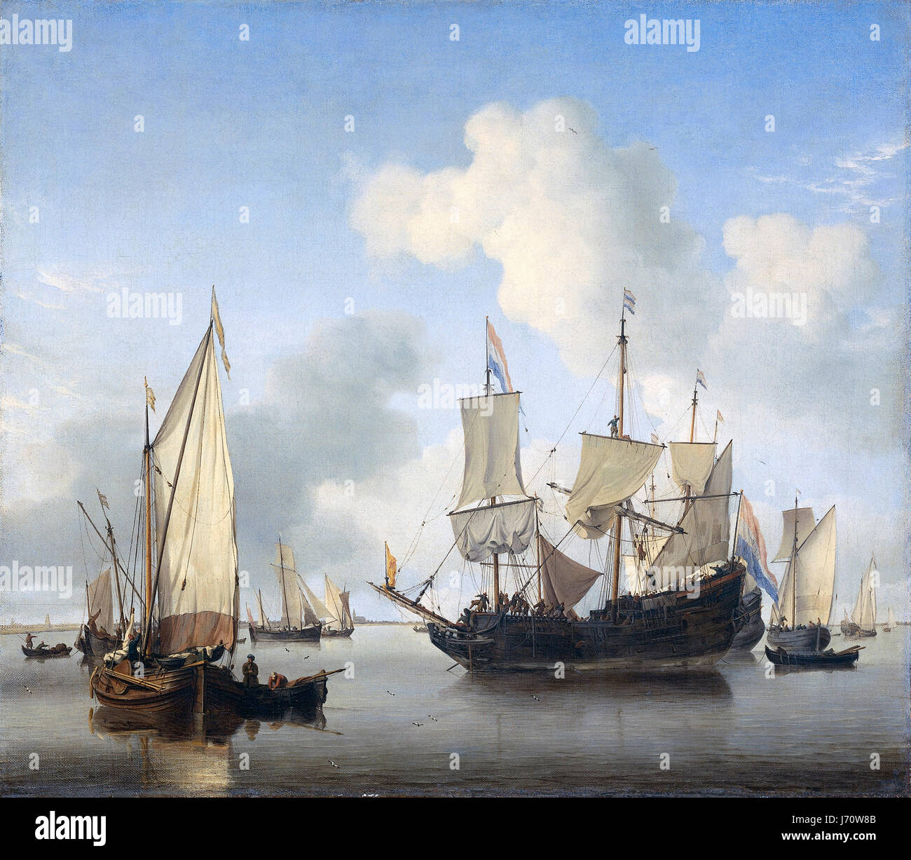 Willem van de Velde II Ships under the coast for anchor Stock Photo - Alamy