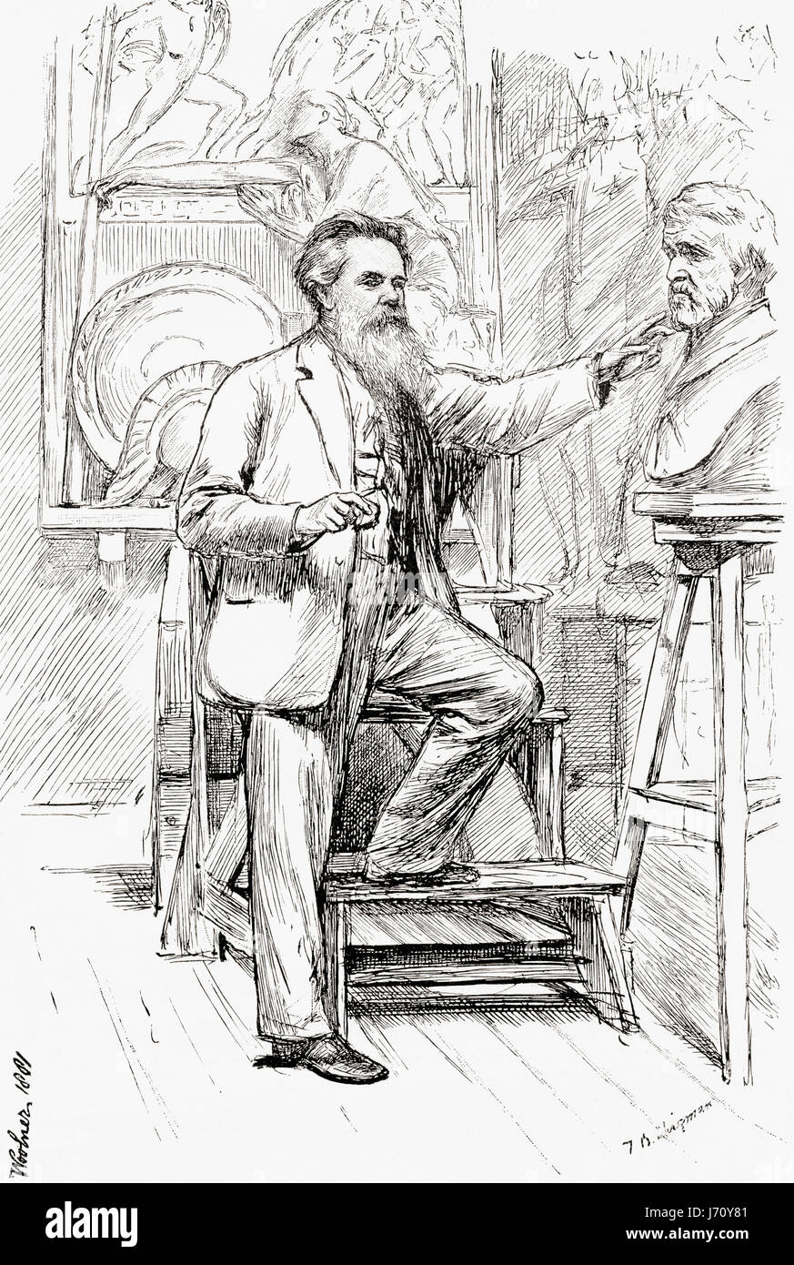 Thomas Woolner in his studio. Thomas Woolner, 1825 – 1892. English ...