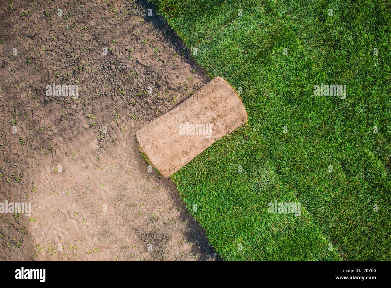 Natural Grass Garden Turfs Installation Photo Concept. Grass Turf ...