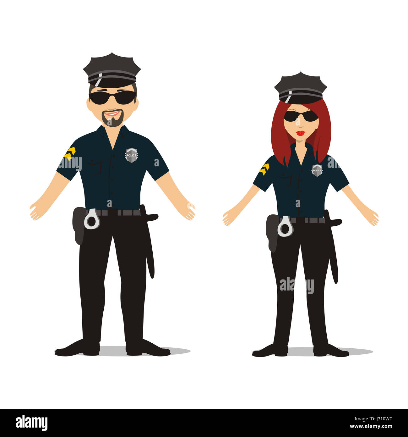 illustration vector couple pair police suit woman humans human beings ...