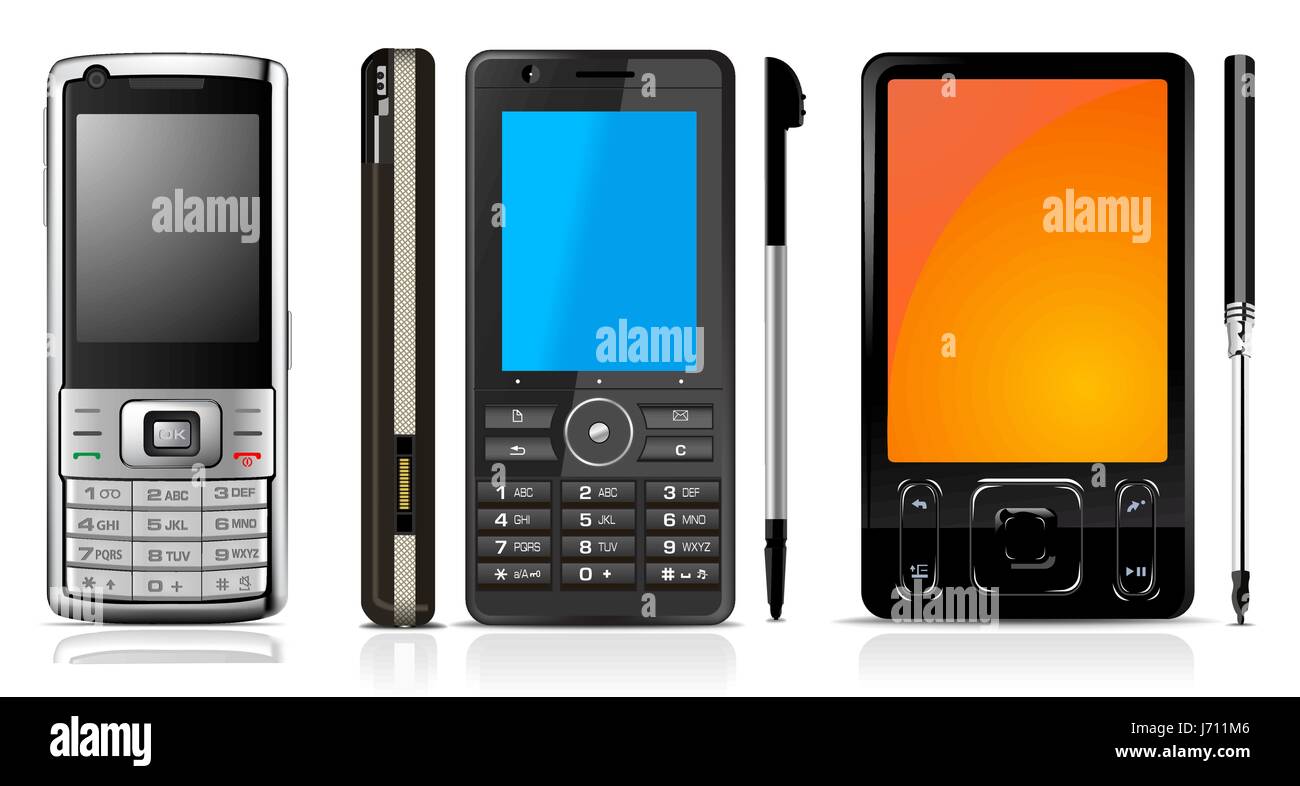 Mobile set isolated on white background Stock Vector Image & Art - Alamy