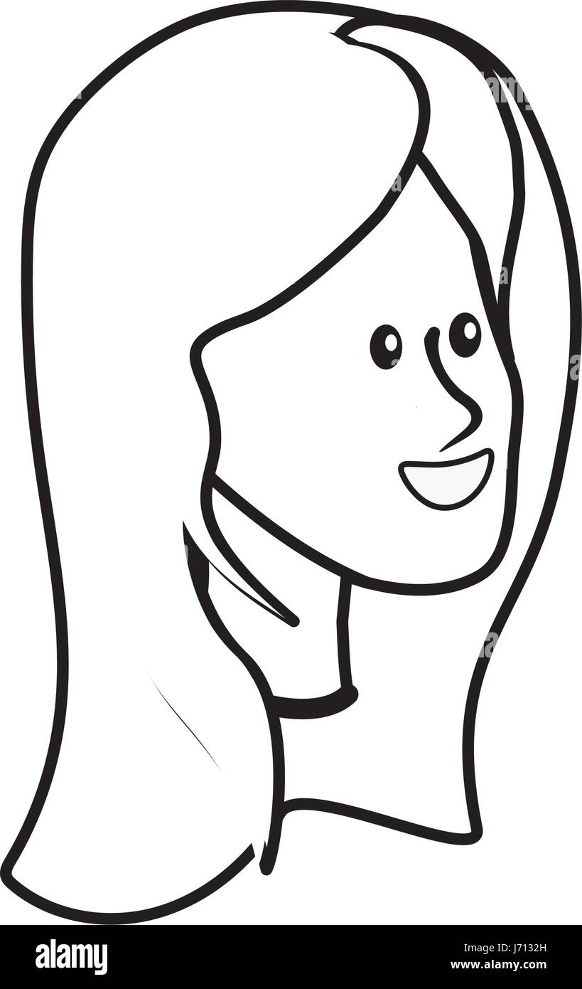 line happy cute woman face with hairstyle Stock Vector Image & Art - Alamy