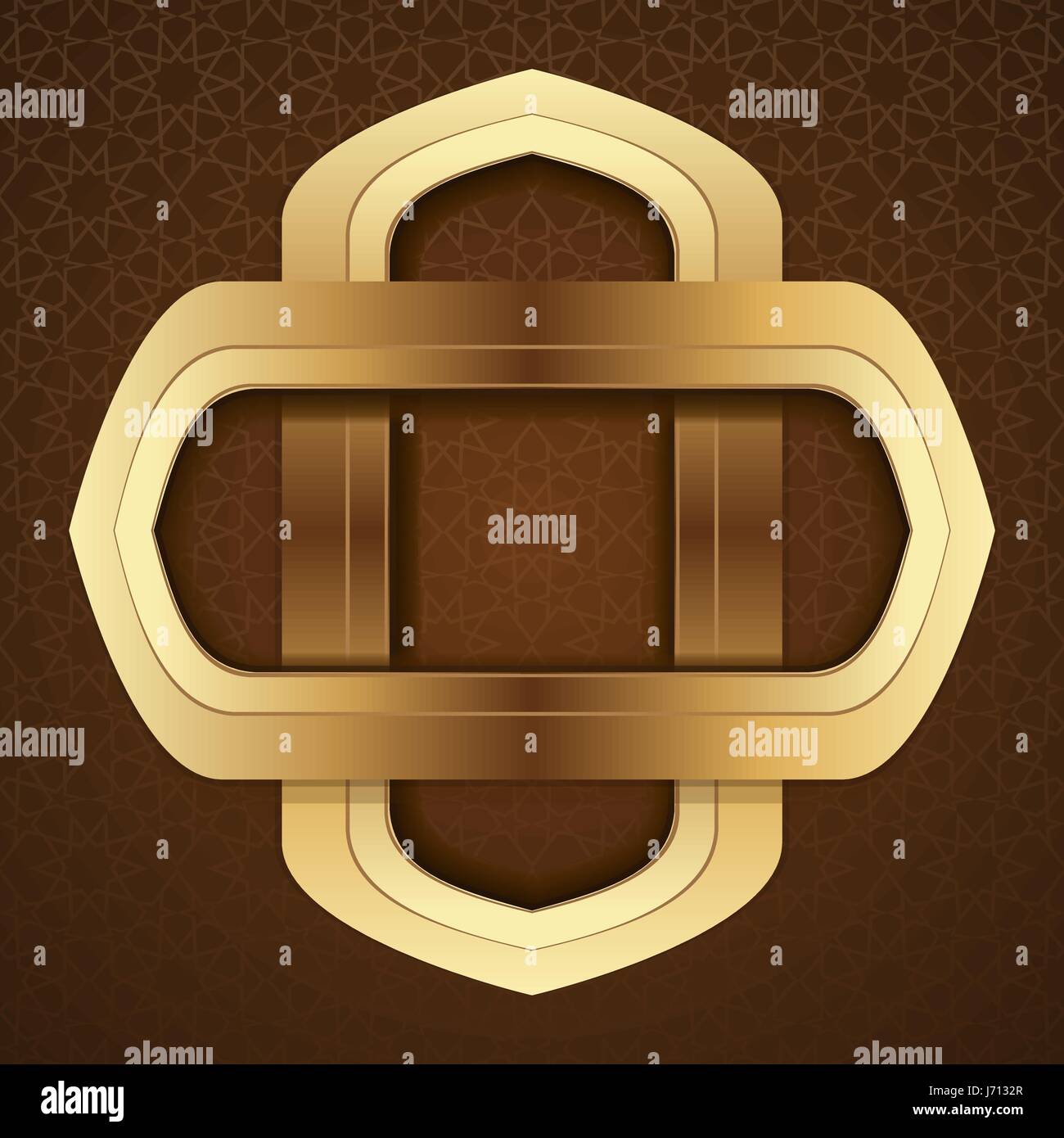 Elegant islamic template design in brown arabic background. Gold frame ...