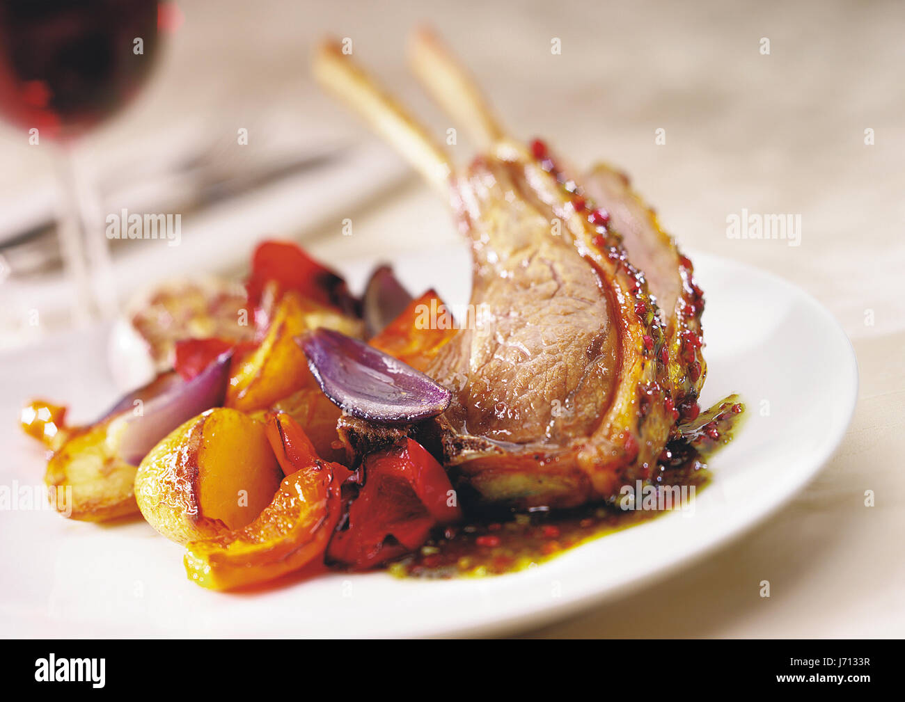 Lamb Chops on white plate Stock Photo - Alamy