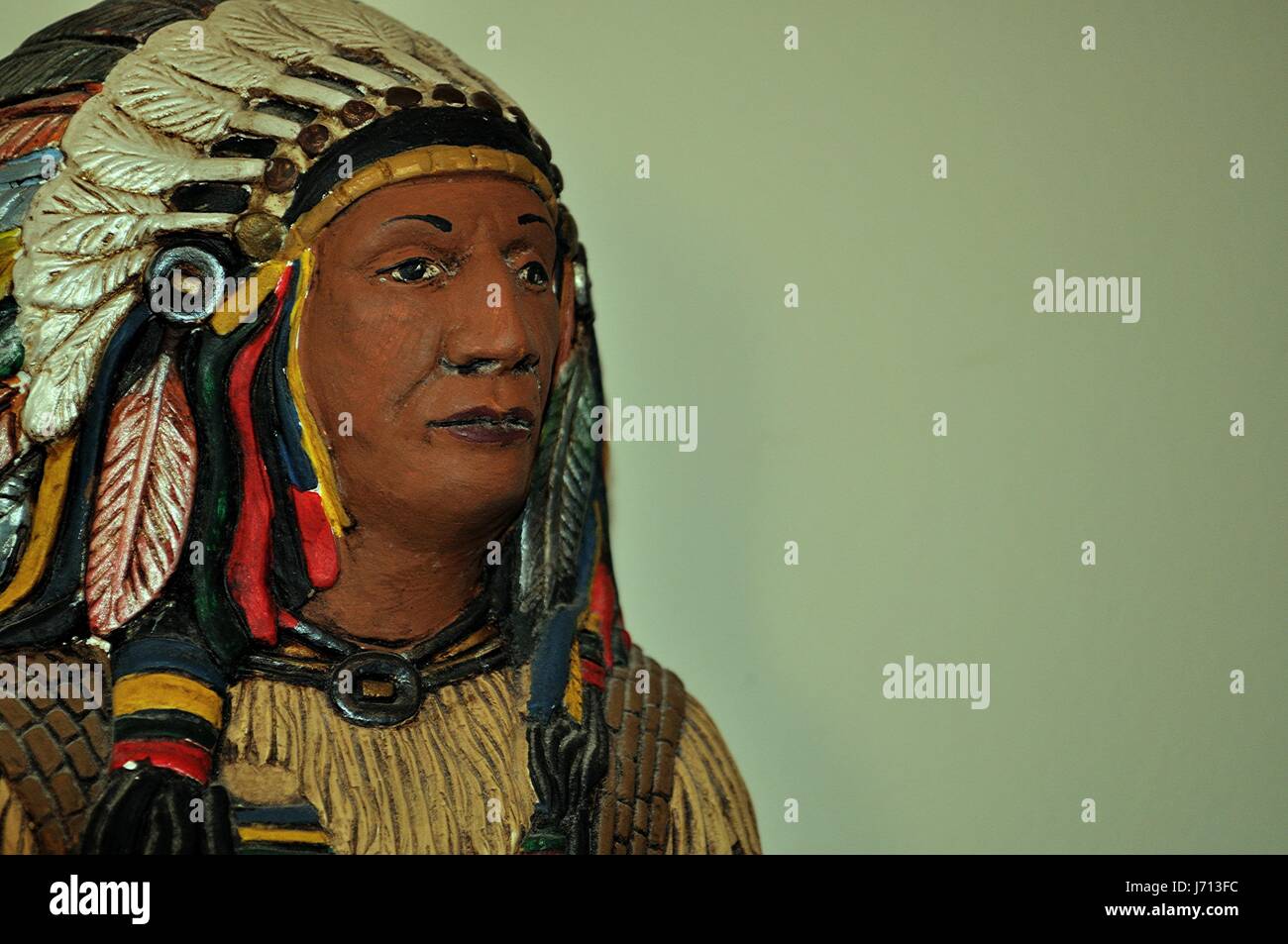 american native isolated colour american statue portrait native nation ...