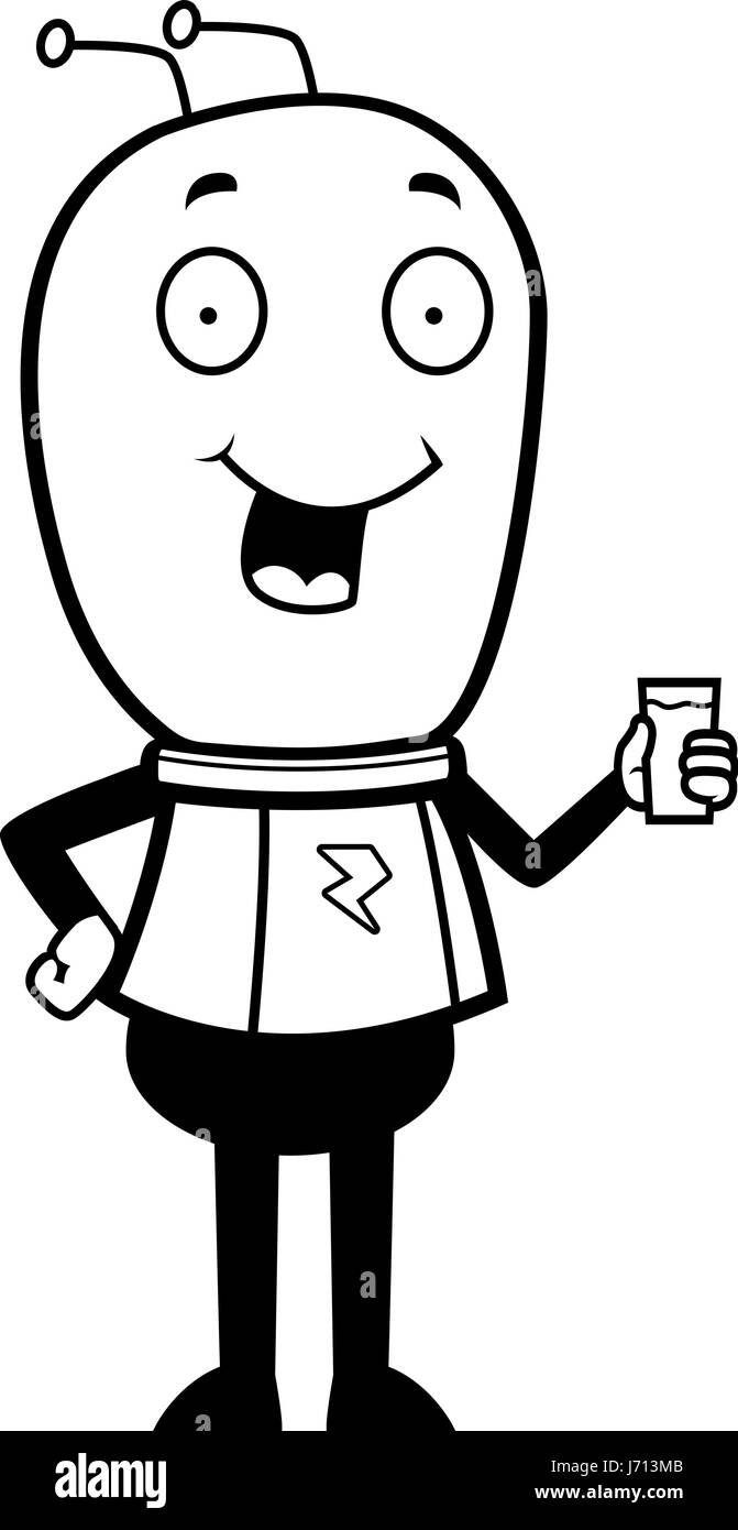 A happy cartoon alien drinking and smiling Stock Vector Image & Art - Alamy