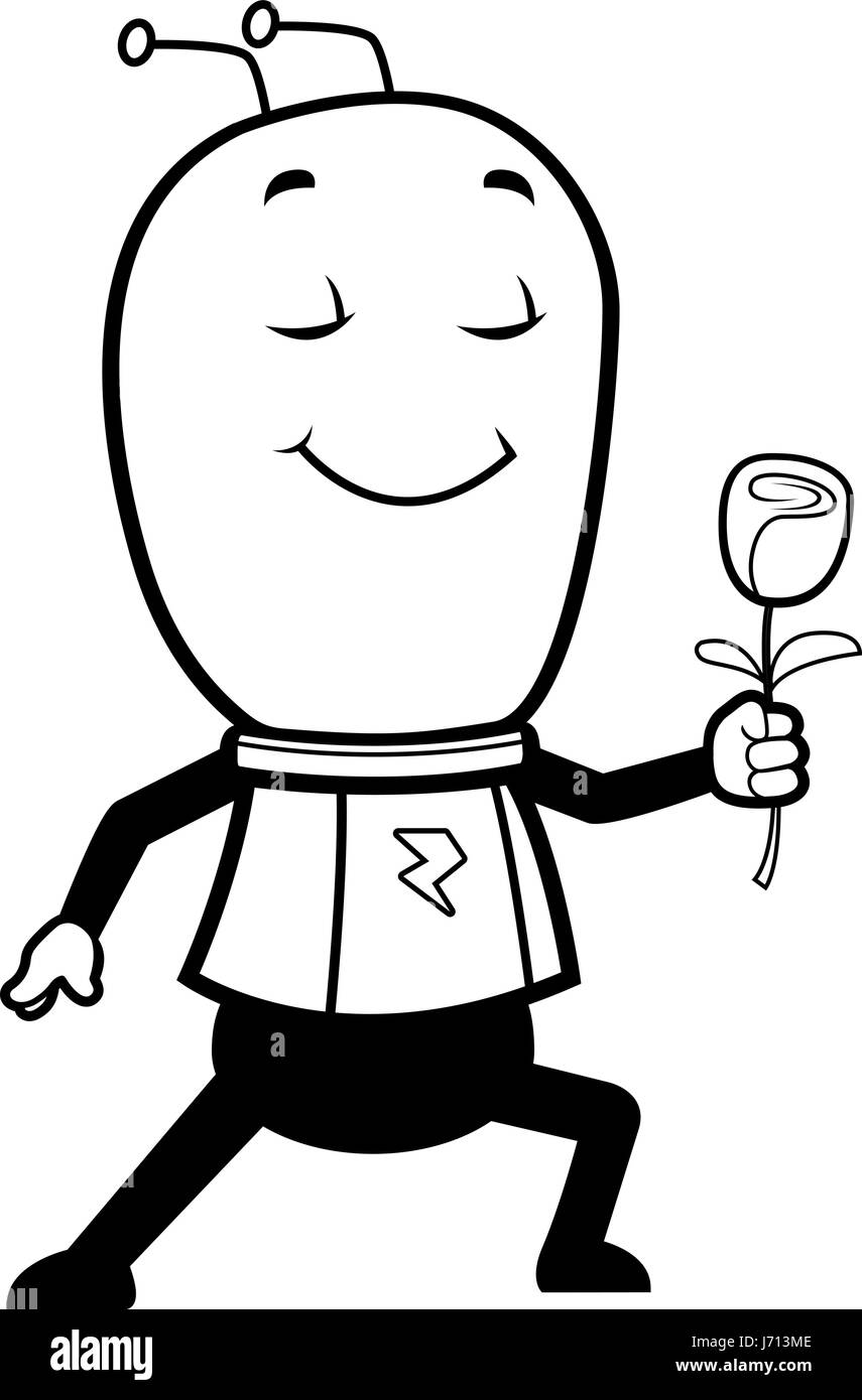 A happy cartoon alien with a flower Stock Vector Image & Art - Alamy