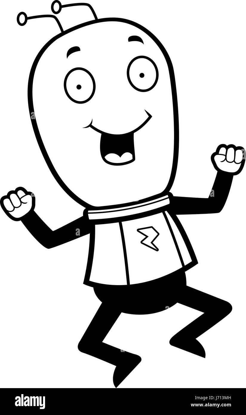 A happy cartoon alien jumping and smiling Stock Vector Image & Art - Alamy