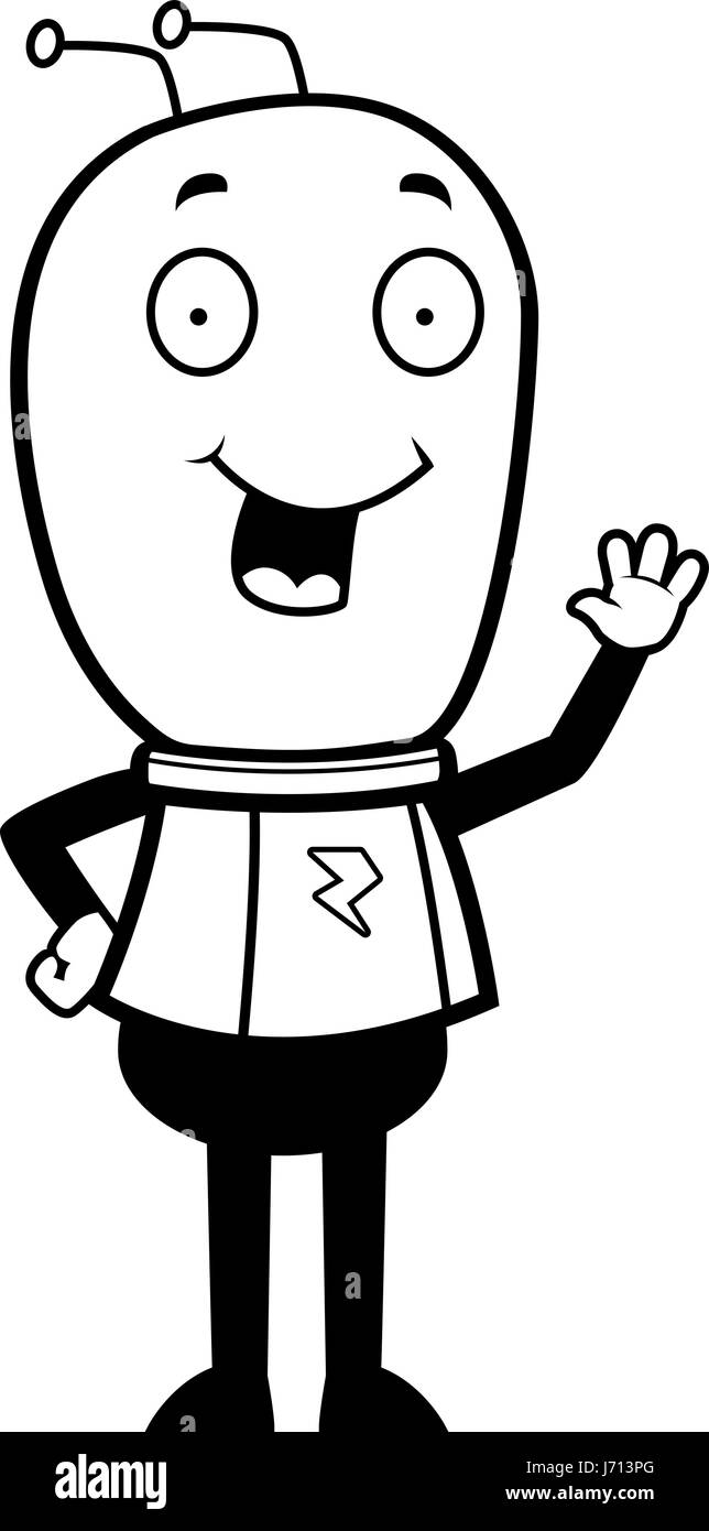 A happy cartoon little alien waving and smiling Stock Vector Image ...
