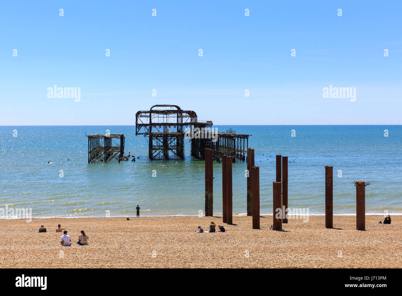 The old West Pier from Brighton beach, Brighton, UK Stock Photo - Alamy