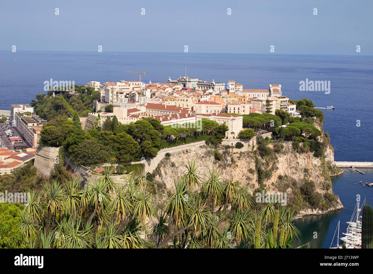 Monaco, Monte-Carlo: landscape top view of the city and old town with ...