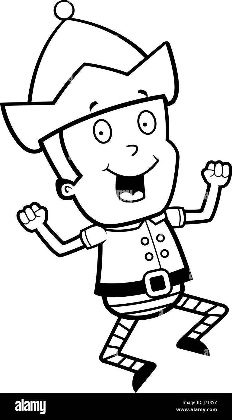 A happy cartoon Christmas elf jumping and smiling Stock Vector Image ...
