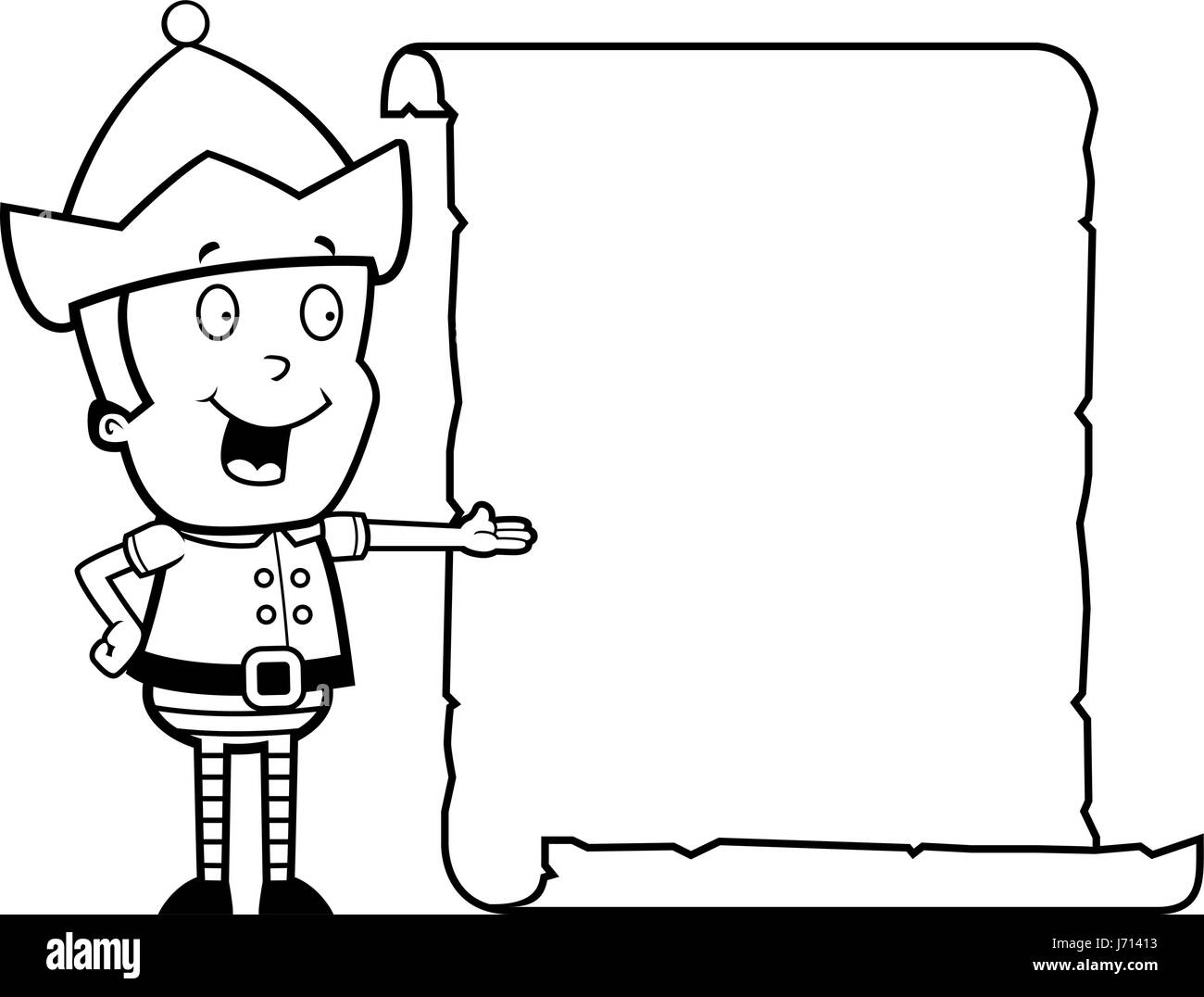 A happy cartoon Christmas elf with a list Stock Vector Image & Art - Alamy