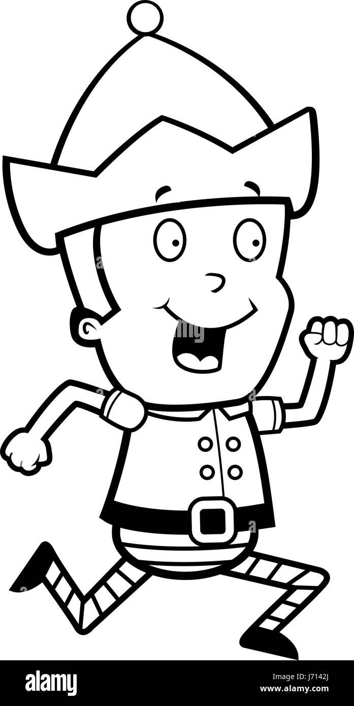 A happy cartoon Christmas elf running and smiling Stock Vector Image ...