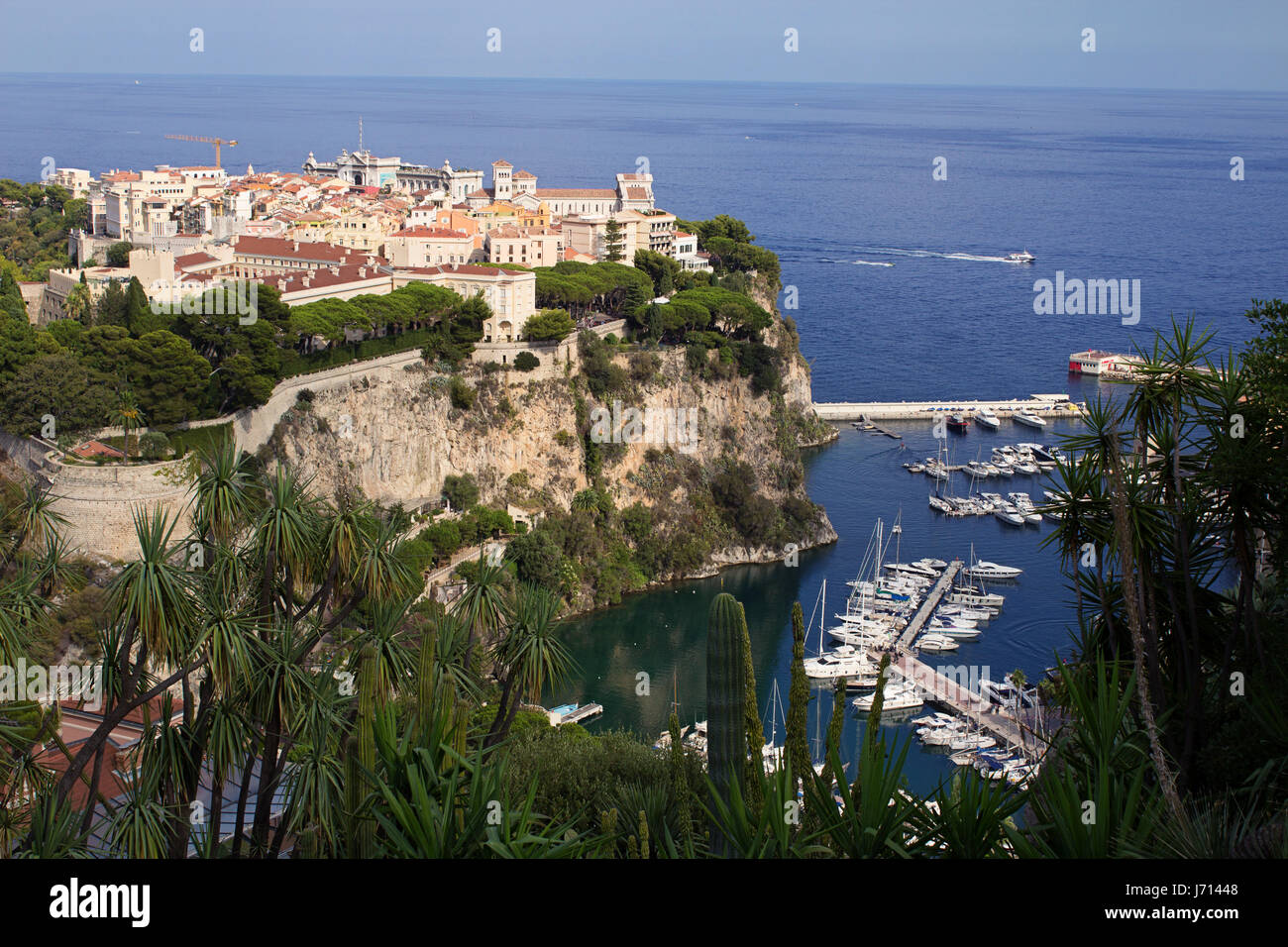 Monaco, Monte-Carlo: landscape top view of the city and old town with ...