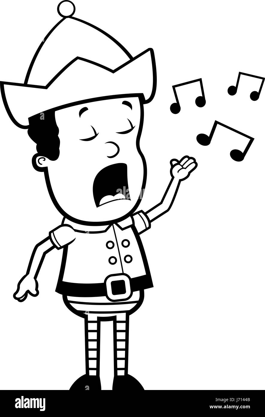 Cartoon child singing song Black and White Stock Photos & Images - Alamy