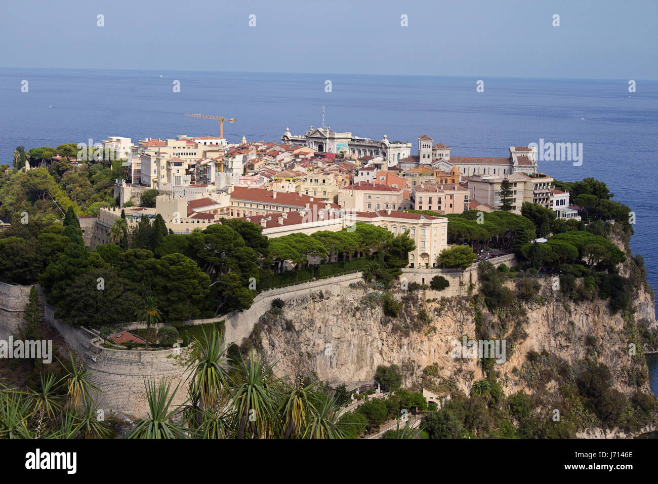 Monaco, Monte-Carlo: landscape top view of the city and old town with ...