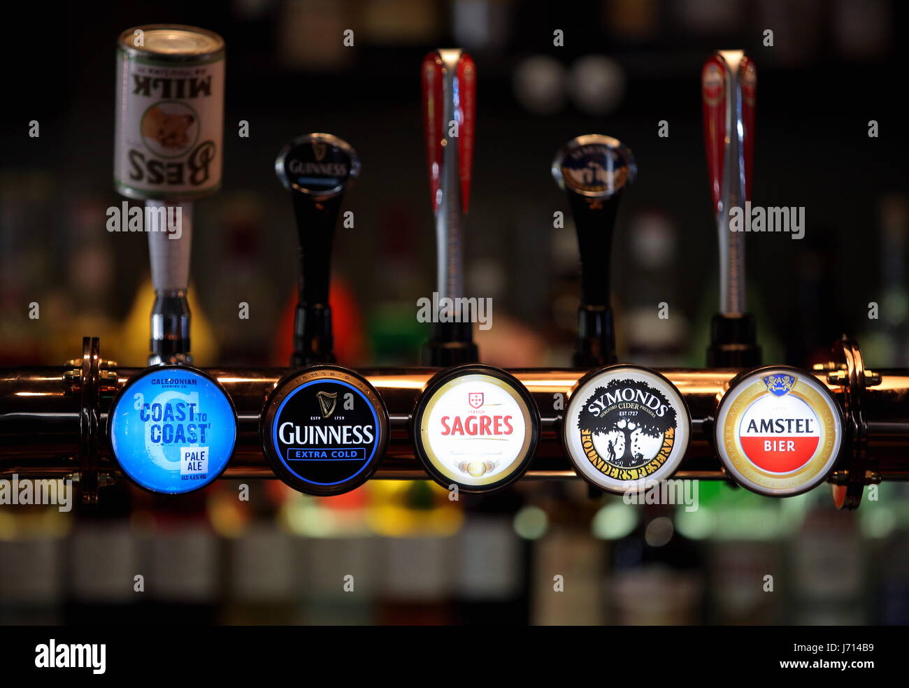 (L-R) Coast to Coast, Guiness Extra Cold, Sagres, Symonds and Amstel ...