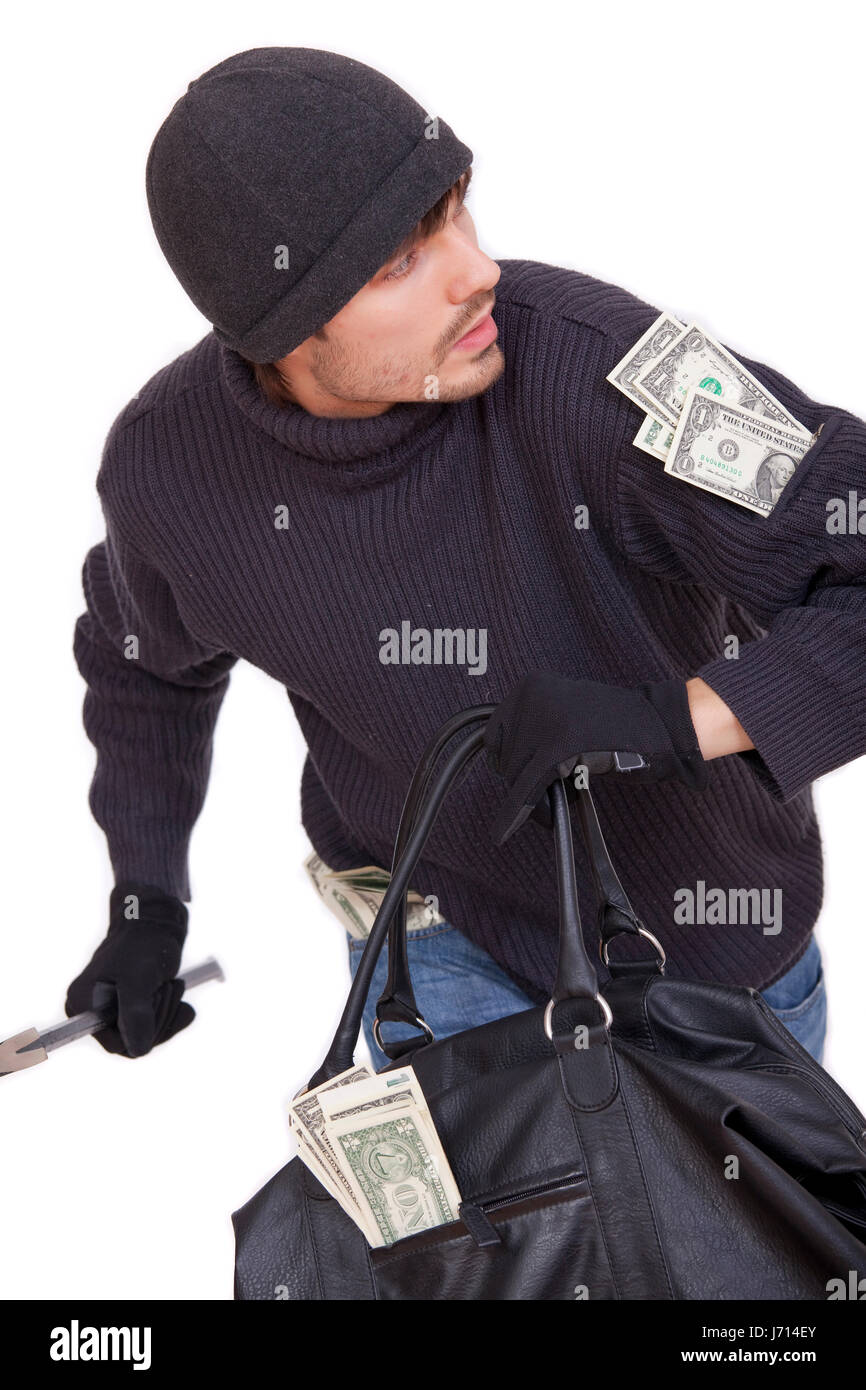 bank lending institution isolated crime robber crowbar money theif ...