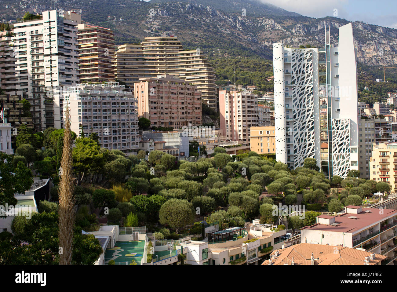 Monaco, Monte-Carlo: landscape top view of the city and old town with ...