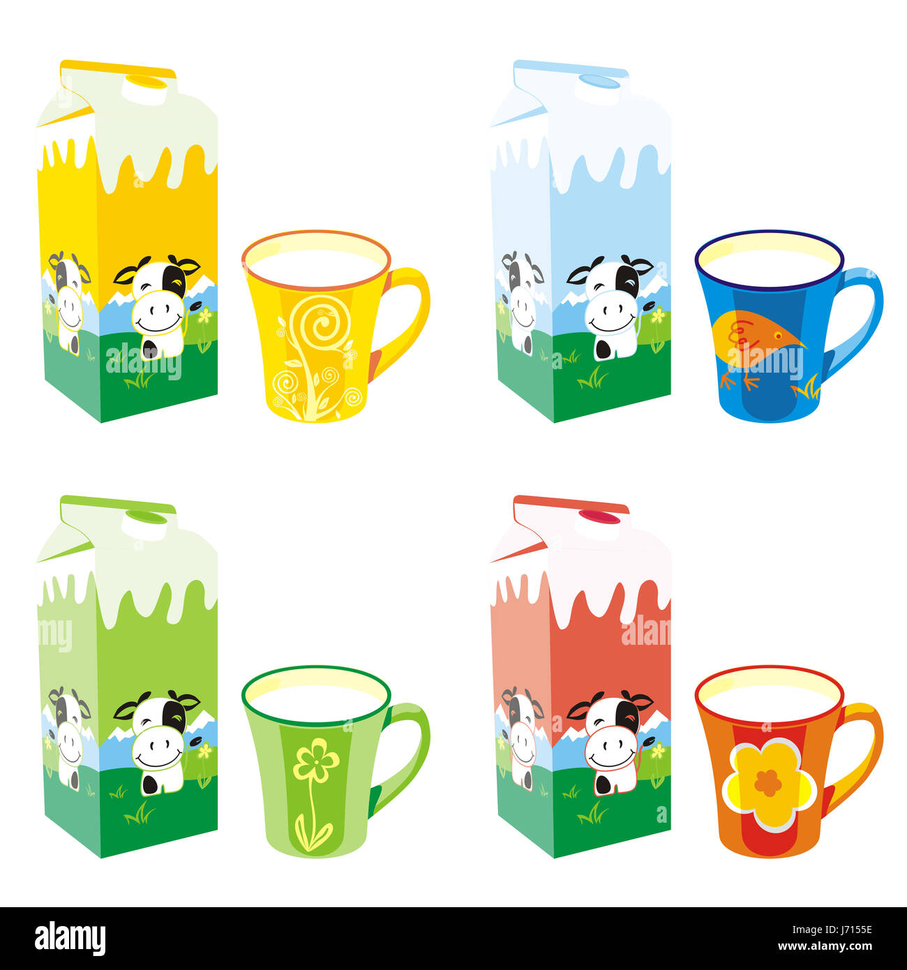 object isolated milk boxes dairy cardboard carton glass chalice tumbler ...
