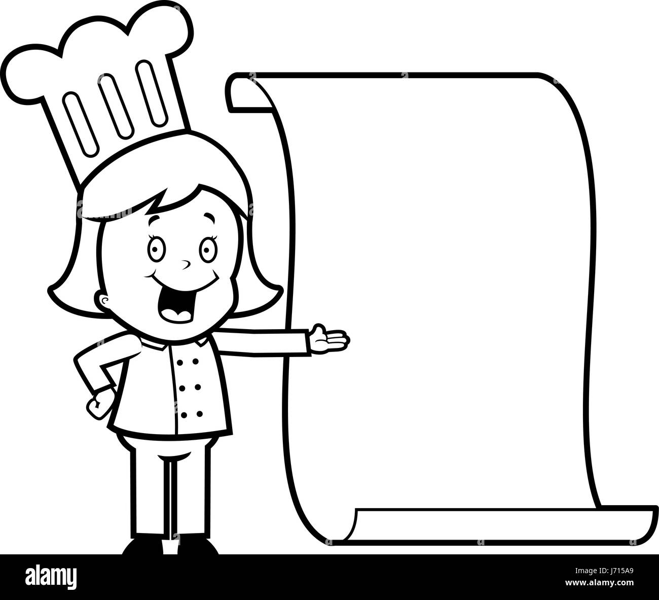 A happy cartoon child chef with a menu Stock Vector Image & Art - Alamy