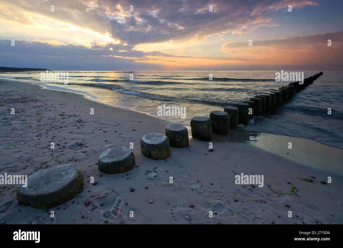 beach seaside the beach seashore summer summerly evening sunset water ...