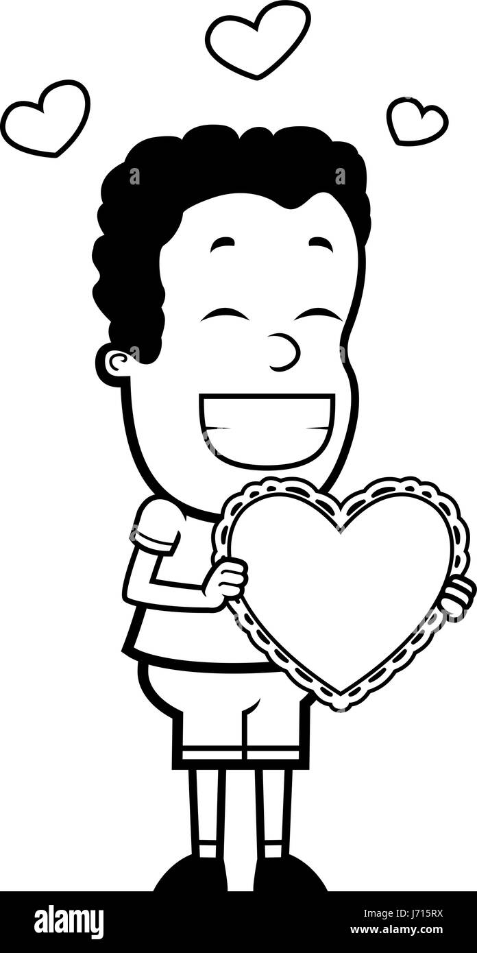 A happy cartoon boy with a valentine card Stock Vector Image & Art - Alamy