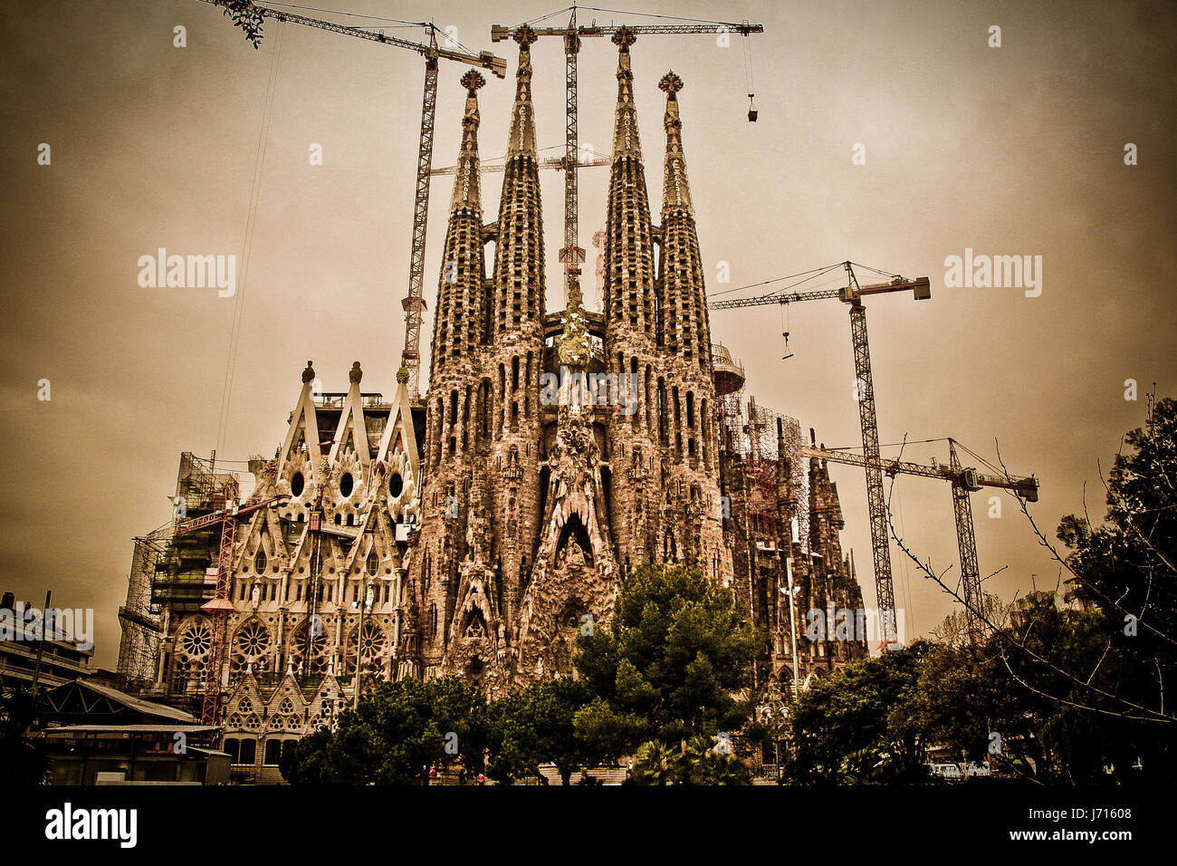 Nativity Facade of Sagrada Familia Cathedral in Barcelona - Catalonia ...