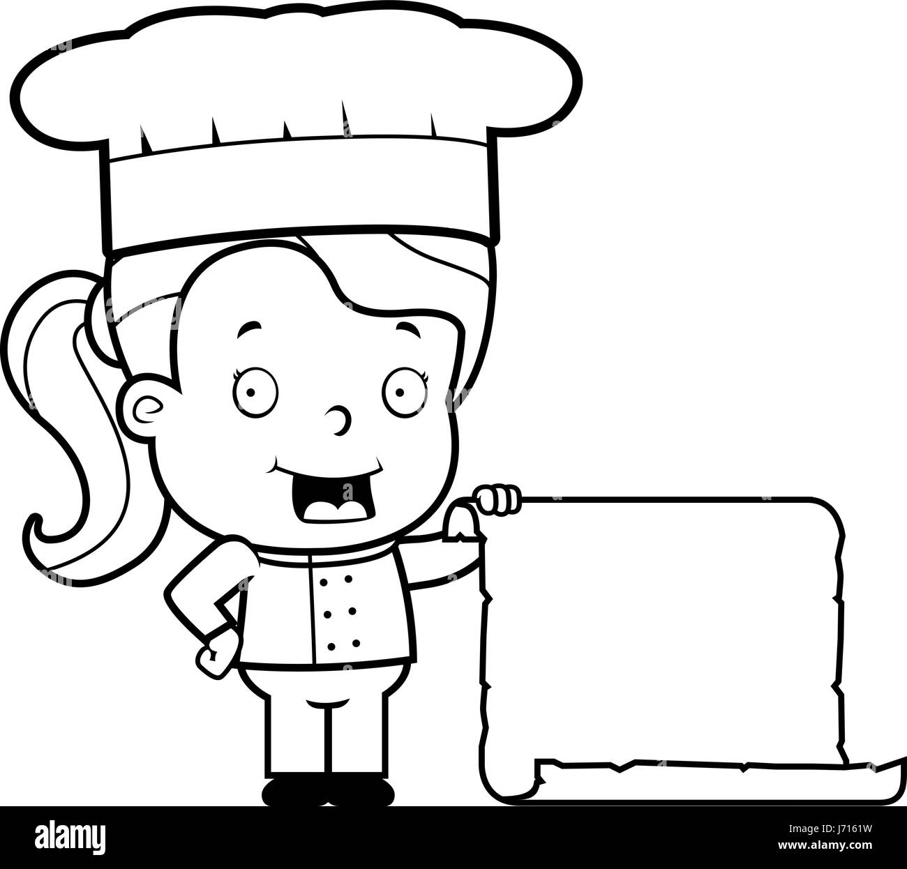 A happy cartoon child chef with a large menu Stock Vector Image & Art ...