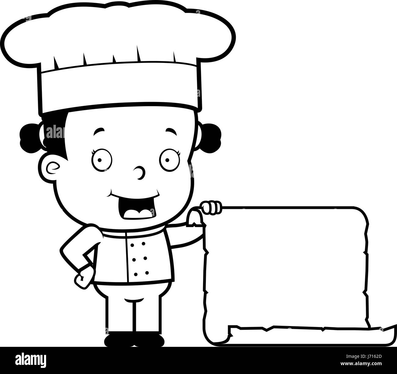 A happy cartoon child chef with a large menu Stock Vector Image & Art ...
