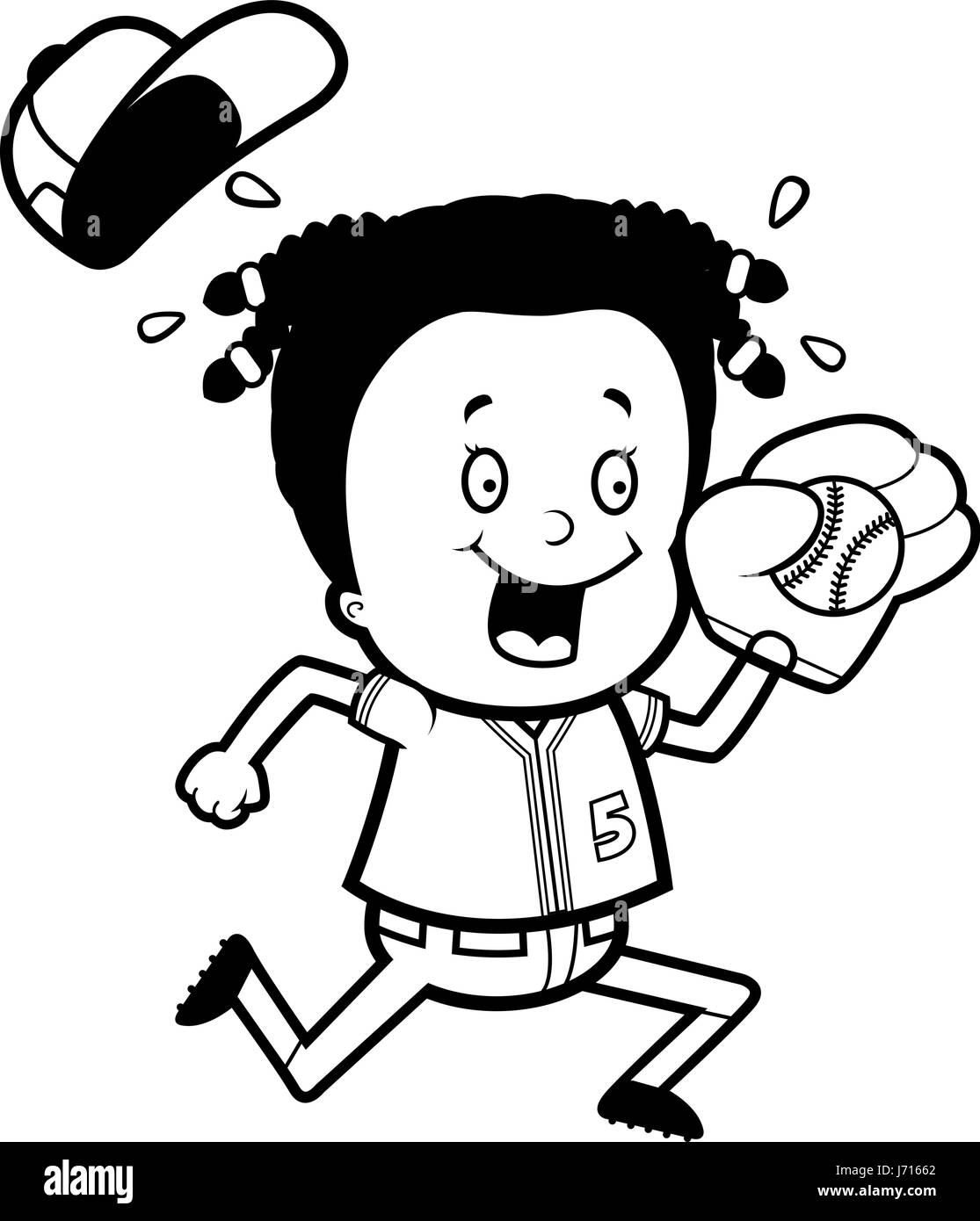 A cartoon illustration of a child playing softball Stock Vector Image ...