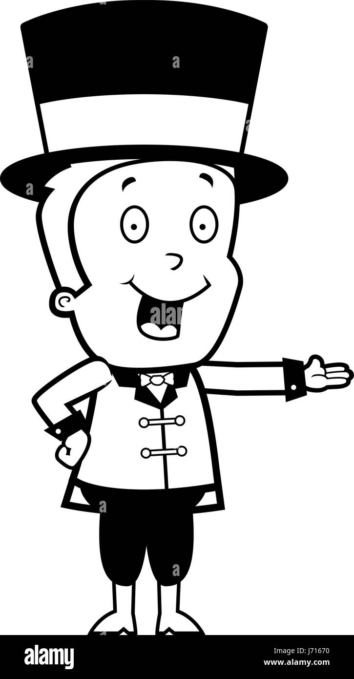 A happy cartoon child ringmaster smiling and presenting Stock Vector ...