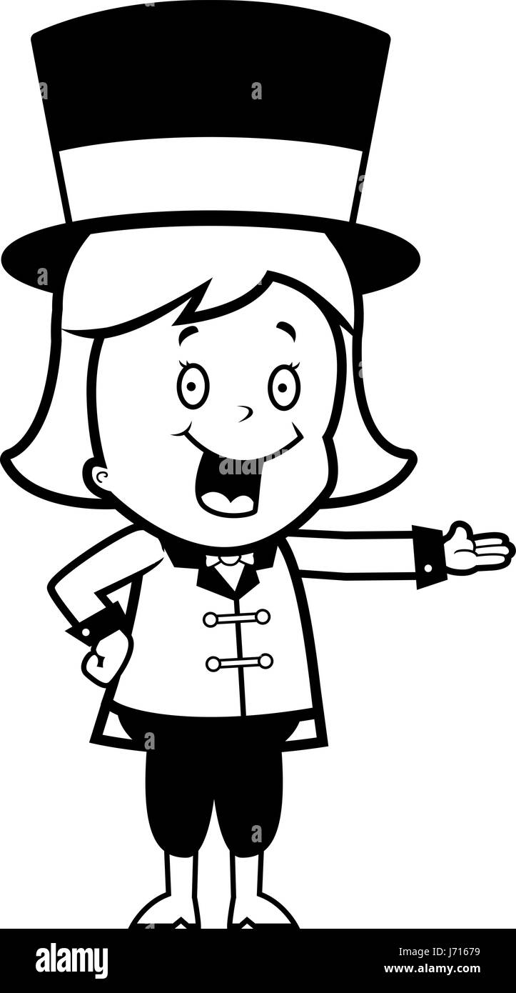 Cartoon ringmaster girl smiling Black and White Stock Photos & Images ...